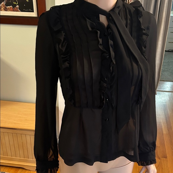 attention | Tops | Elegant Black Ruffled Womens Topthere Is One Bottom ...